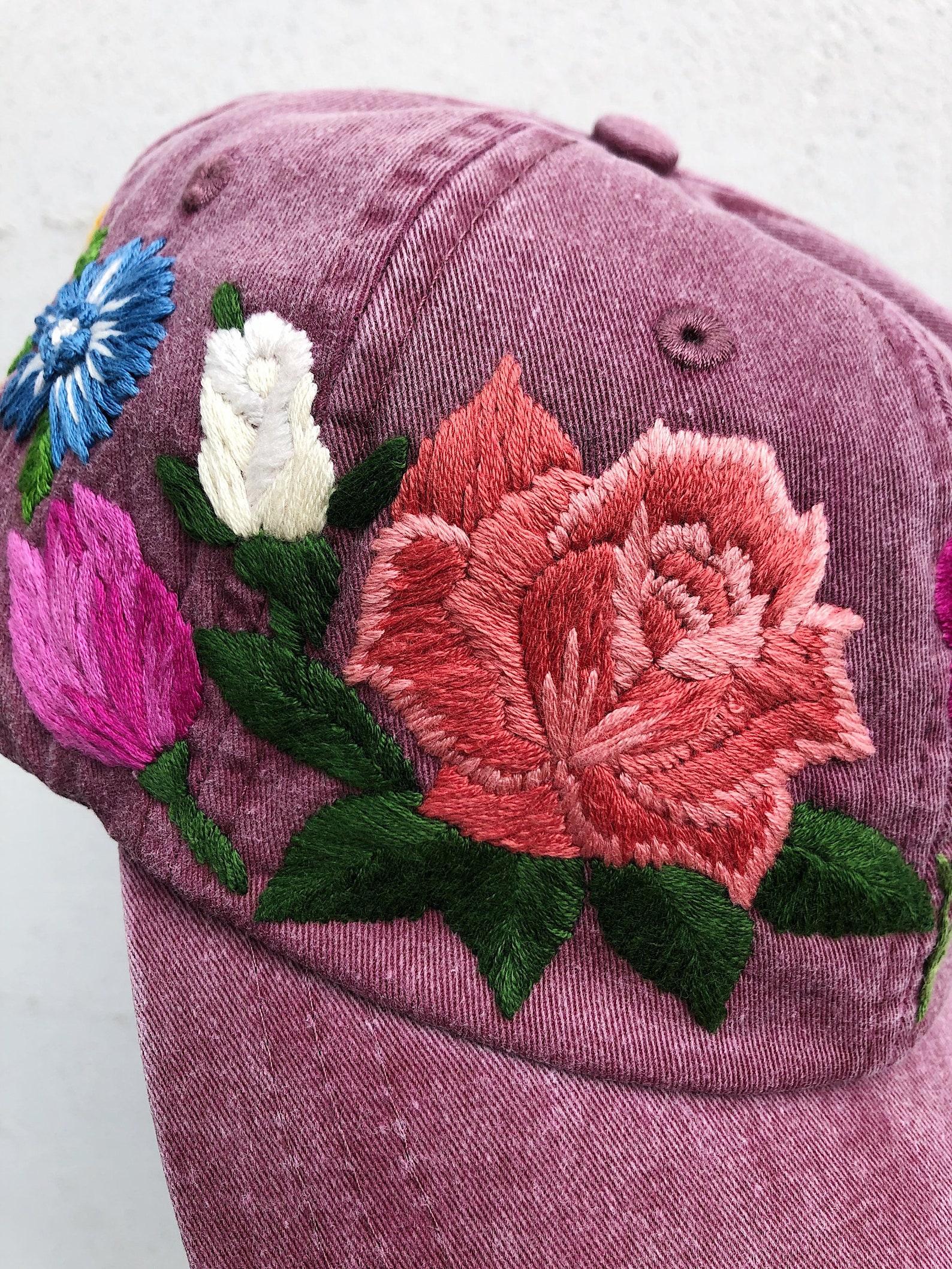 Floral Baseball Hat, Women Beach Cap With Botanical Embroidery, Summer ...