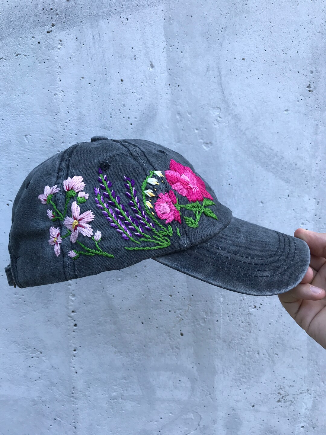 Hand Embroidered Hat / Custom Embroidered Hat / Floral Embroidered Hat ...