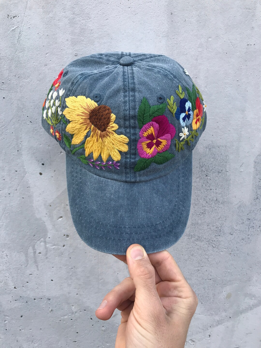 Floral Baseball Hat, Custom Baseball Cap, Custom Floral Embroidery Cap ...