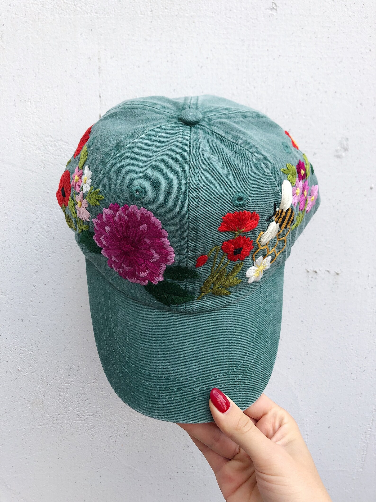 Mothers Day Hand Embroidered Hat Custom Embroidered Hat Floral Hat ...