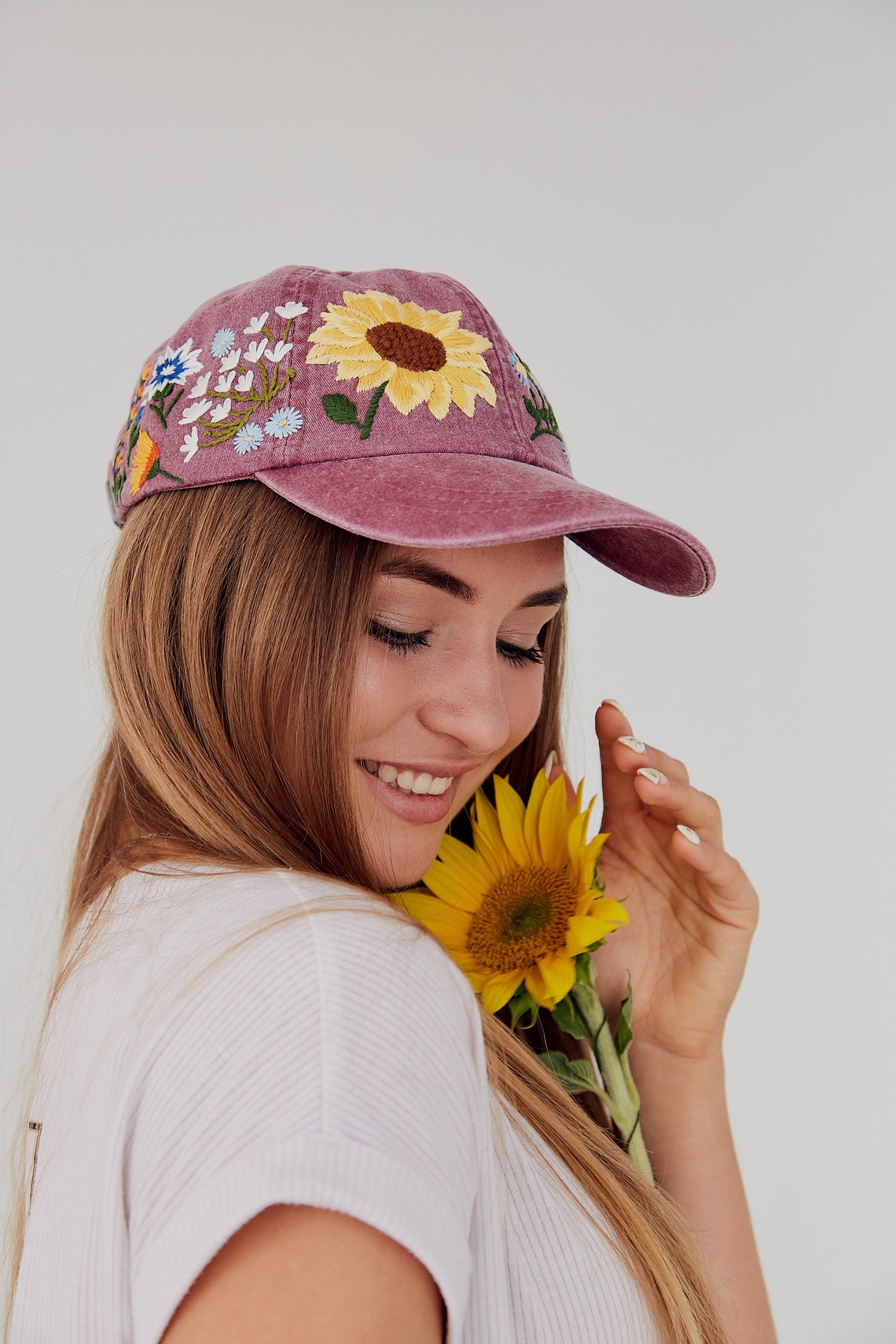 Hand Embroidered Hat / Custom Embroidered Hat / Floral | Etsy
