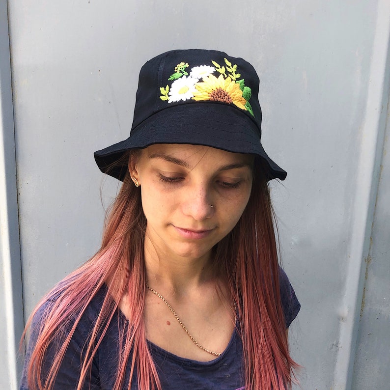 Hand Embroidered Bucket Hat Embroidered Hat Custom Etsy