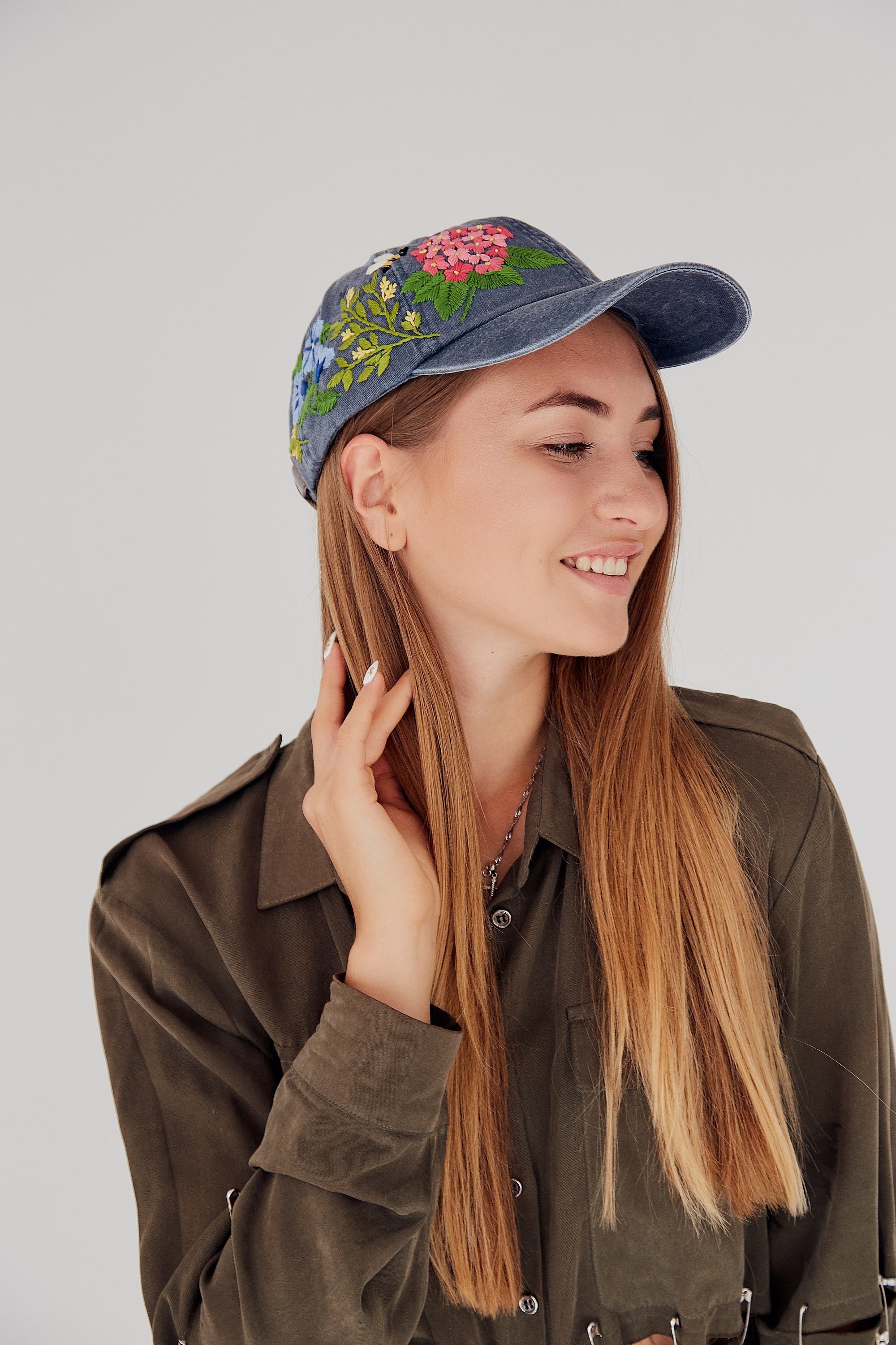 Custom Flower Embroidered Baseball Hats for women Womens | Etsy