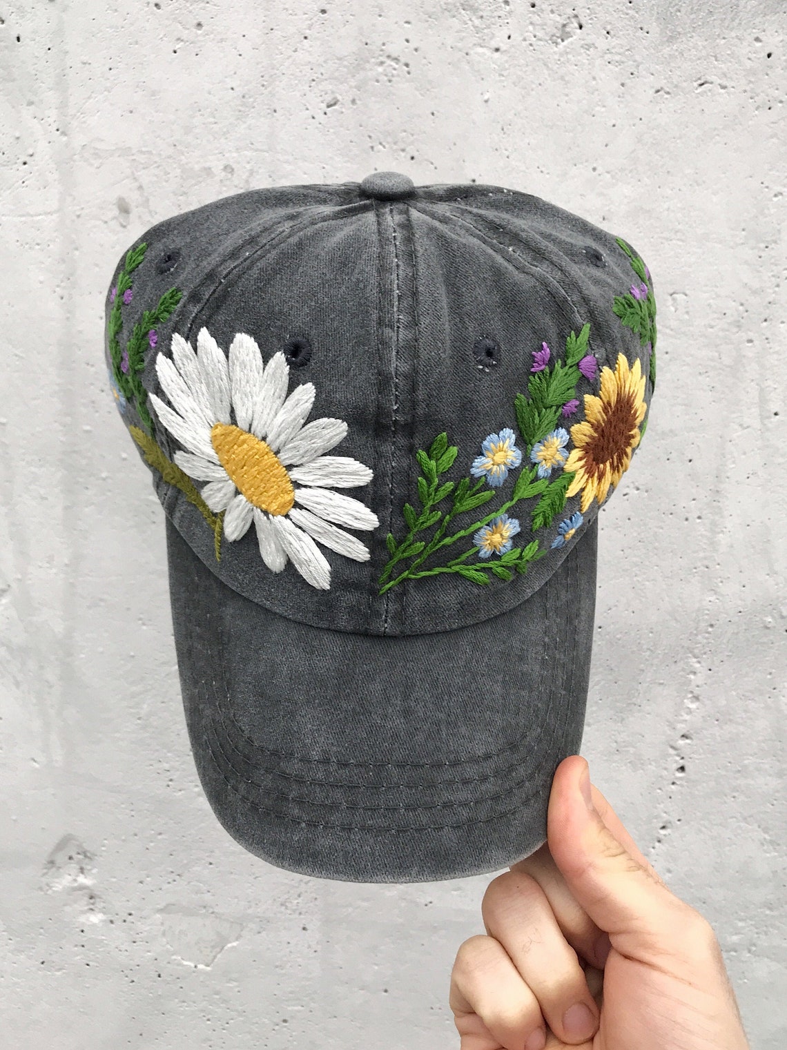 Embroider Flower Hat Hand Embroider Hat Embroider Cap | Etsy