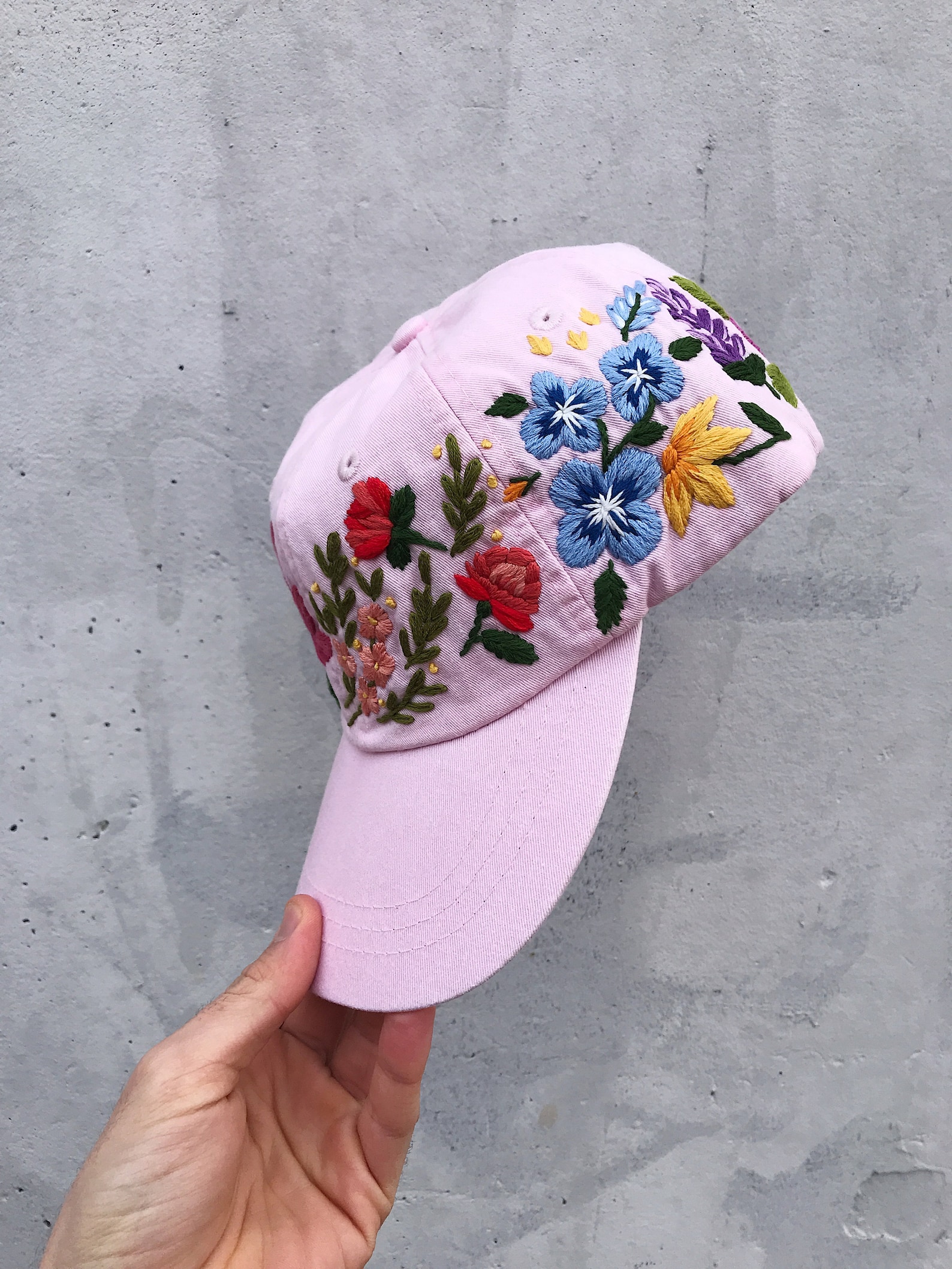 Hand Embroidered Baseball Cap With Flowers Personalized Gift - Etsy