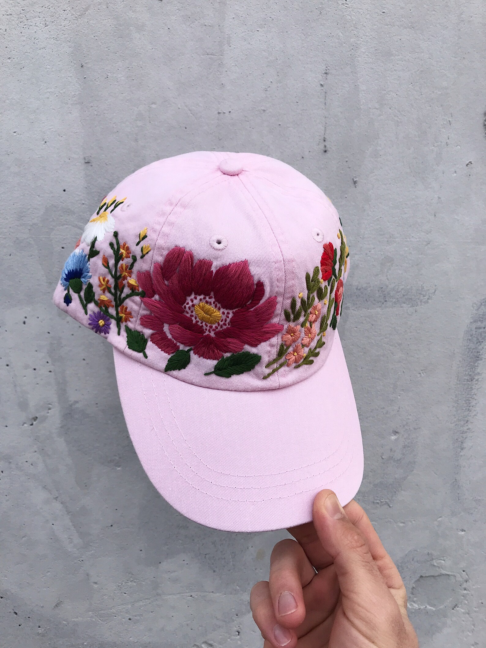 Hand Embroidered Baseball Cap With Flowers Personalized Gift - Etsy