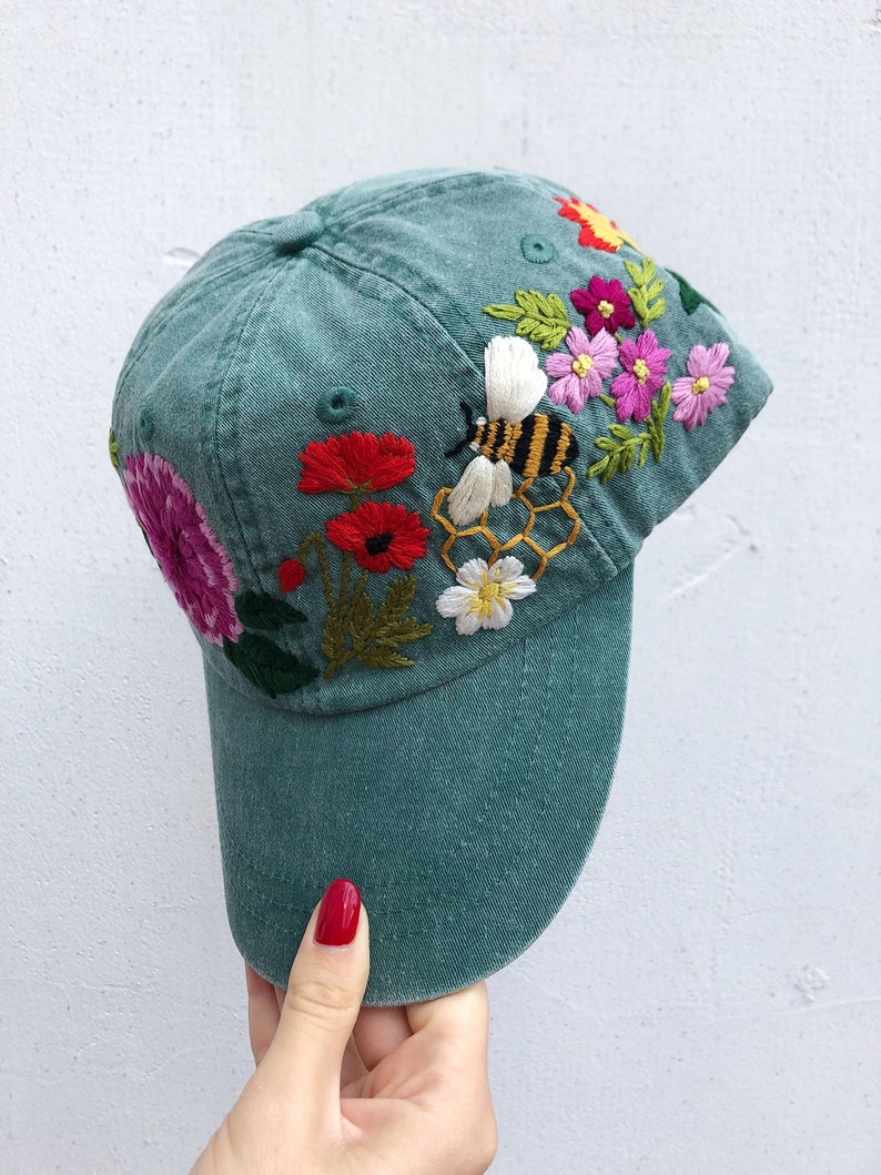 Mothers Day Hand Embroidered Hat Custom Embroidered Hat Floral Hat ...