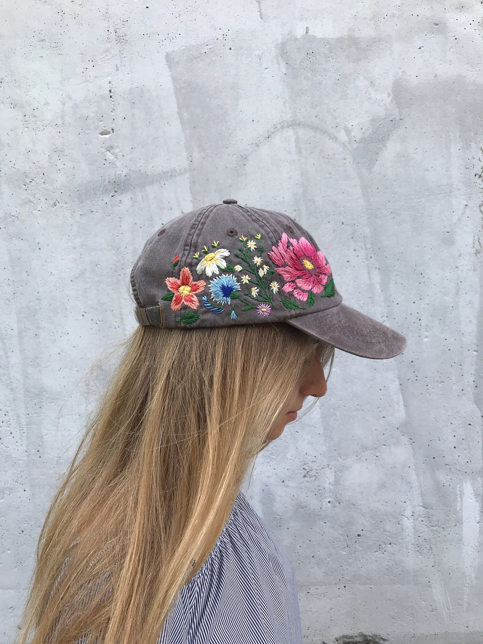Hand Embroidered Hat / Custom Embroidered Cap /floral Hat / | Etsy