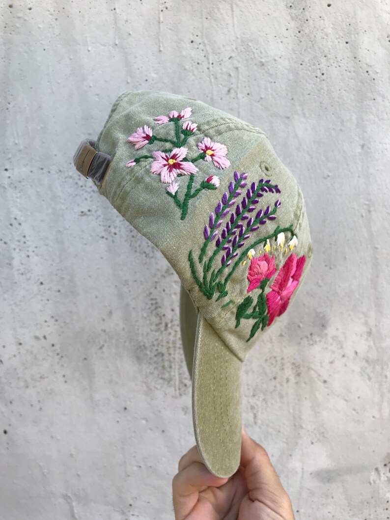 Custom Hand Stitched Hat / Hand Embroidered Hat / Floral Hat / - Etsy