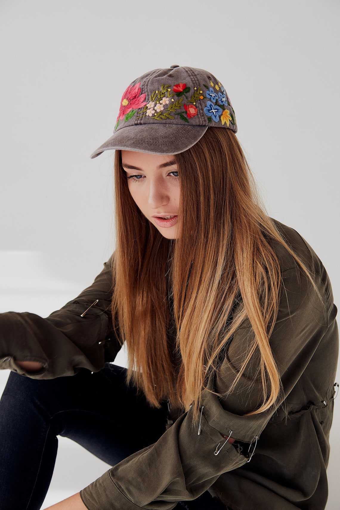 Hand Embroidered Hat / Custom Embroidered Hat / Floral | Etsy