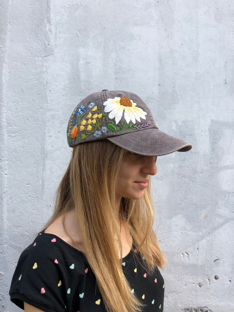 Hand Embroidered Hat / Custom Embroidered Hat / Floral | Etsy