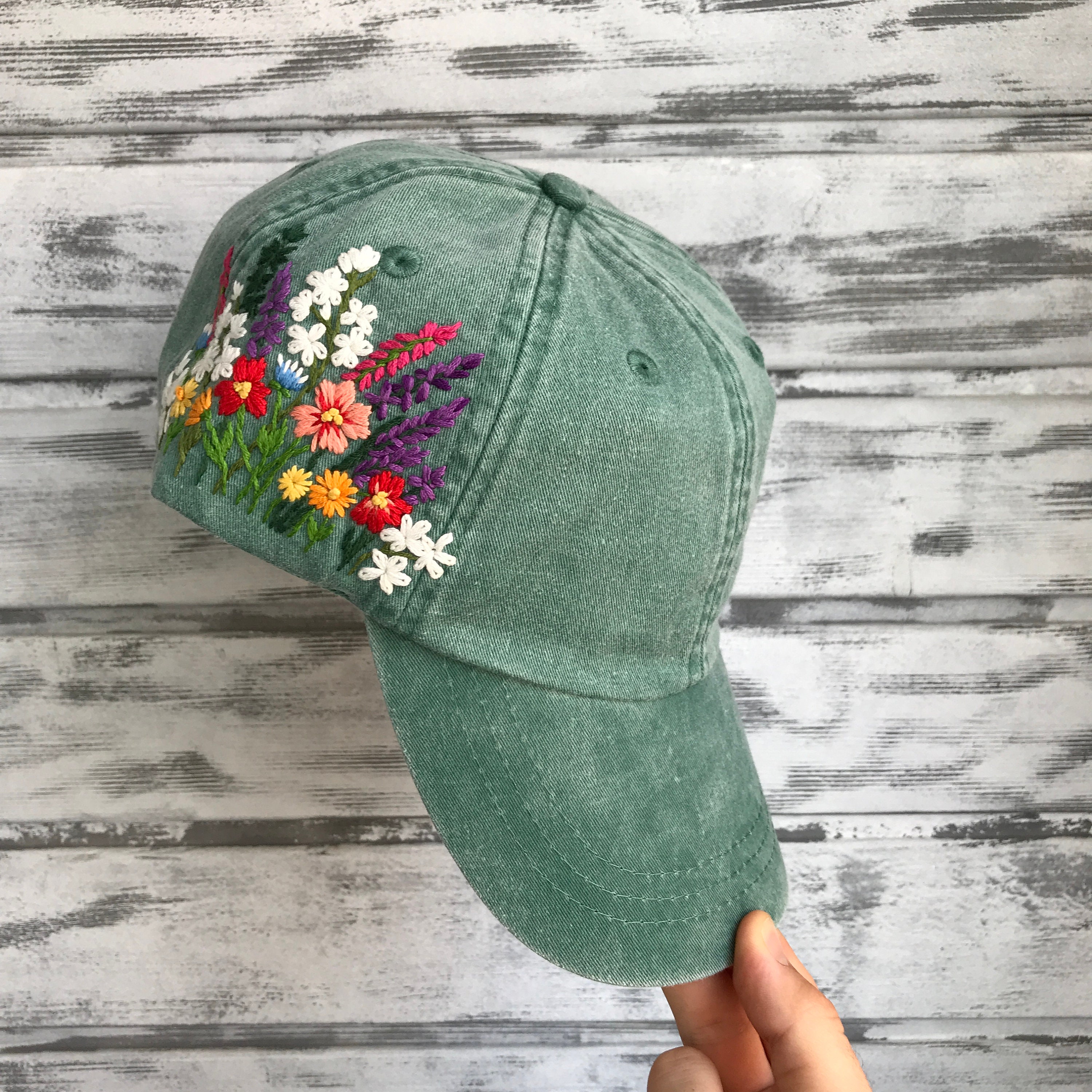 Hand Stiched Baseball Cap With Lavender and Botanical Flowers - Etsy