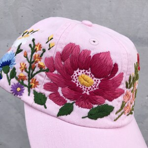 Hand Embroidered Baseball Cap With Flowers, Personalized Gift for Her ...