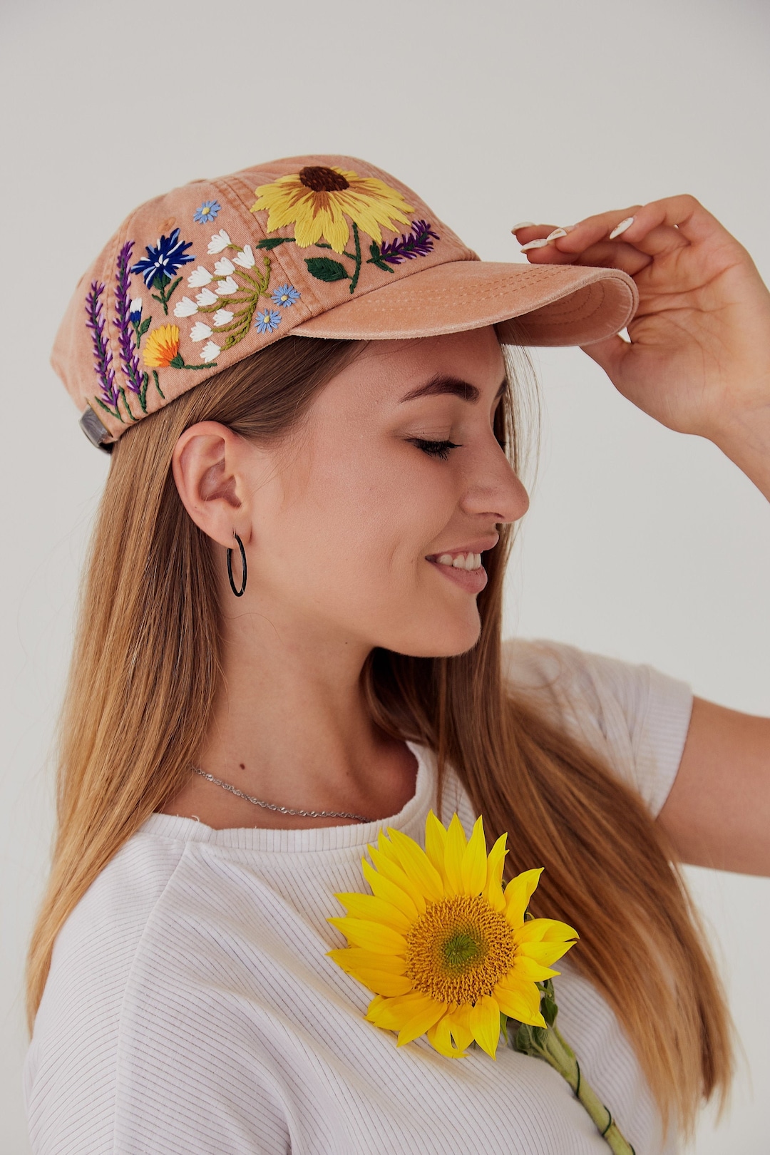 Custom Hand Stitched Hat / Hand Embroidered Hat / Floral Hat / Colorful ...