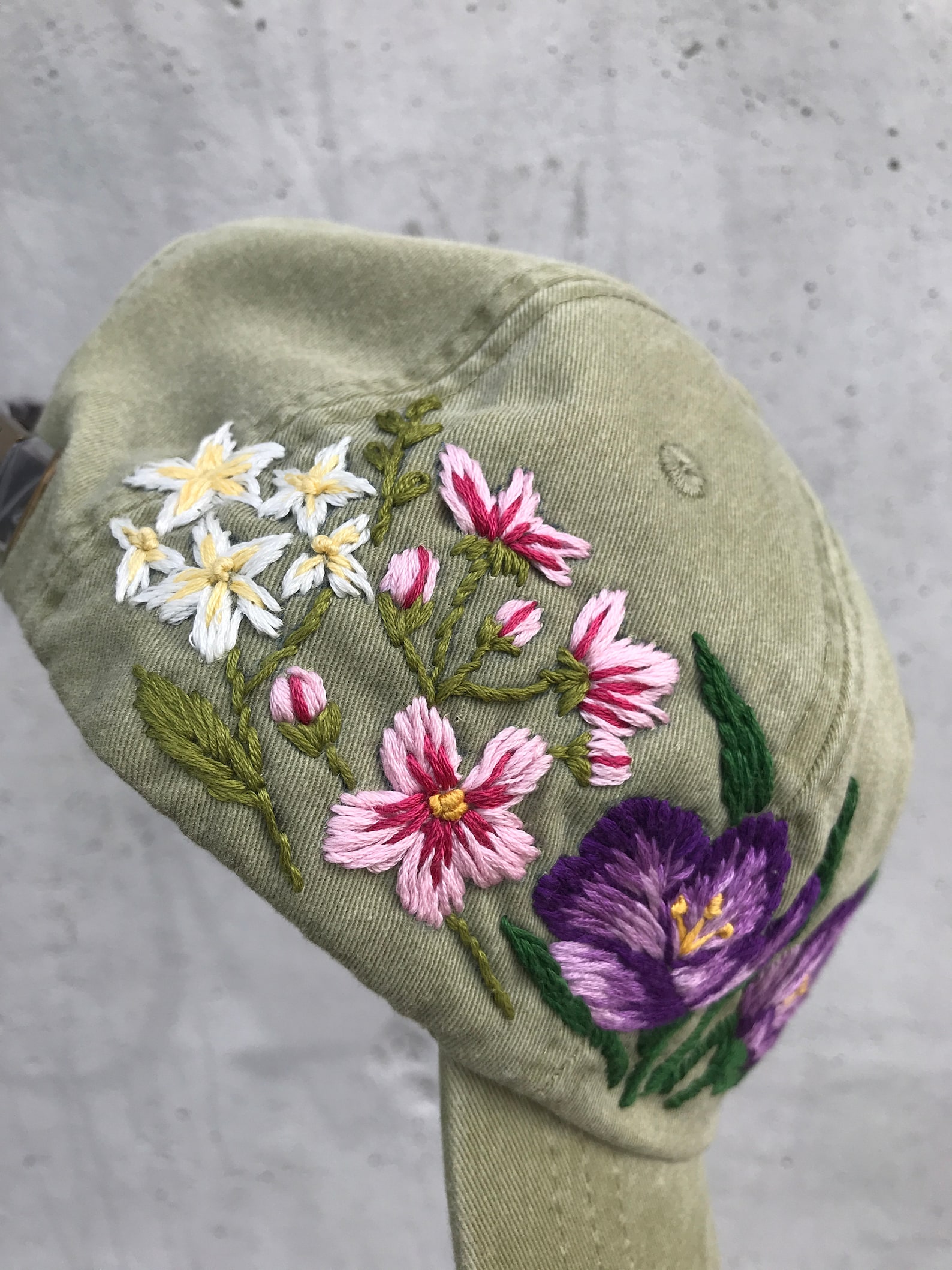 Hand Embroidered Hat / Custom Embroidered Hat / Floral | Etsy