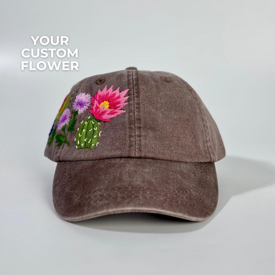 Custom Embroidered Hat, Floral Embroidery Custom Baseball Hat ...