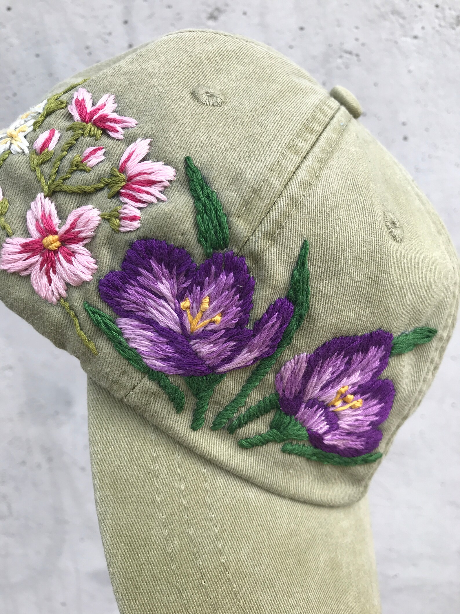 Floral Baseball Hat, Floral Embroidered Beach Cap, Woman Sun Cap, Hat ...