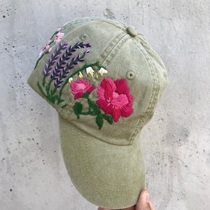 Custom Hand Stitched Hat / Hand Embroidered Hat / Floral Hat / Colorful ...