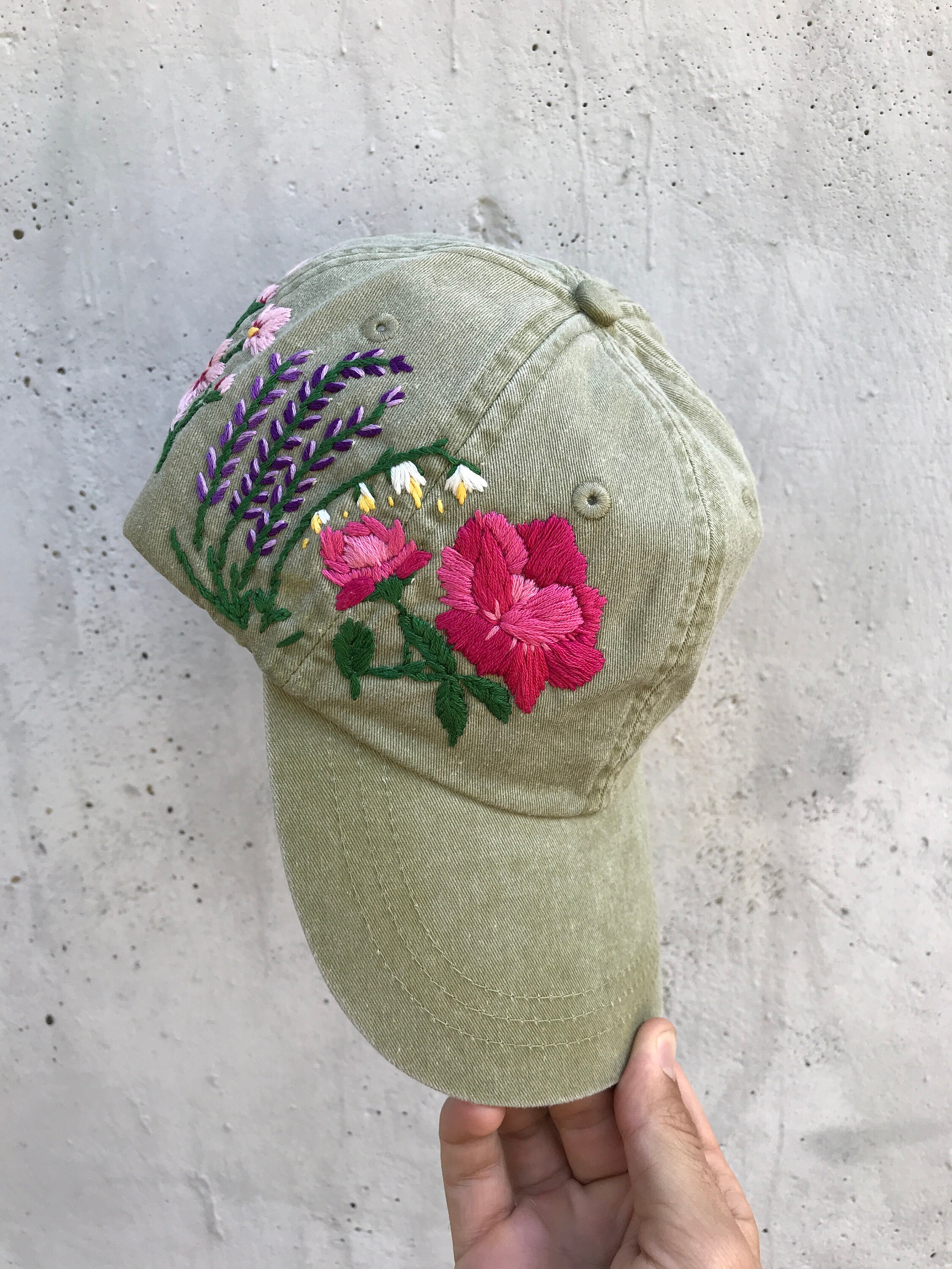 Custom Hand Stitched Hat / Hand Embroidered Hat / Floral hat / | Etsy