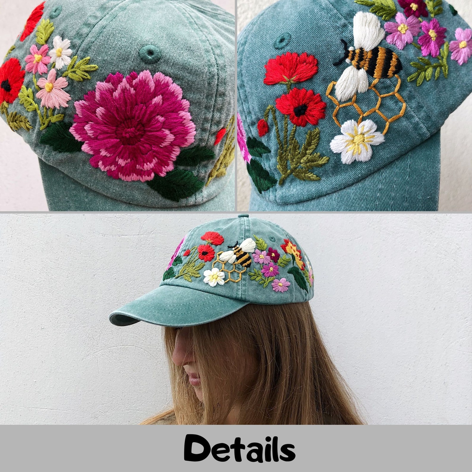 Custom Embroidered Hat Floral Embroidery Custom Baseball Hat - Etsy