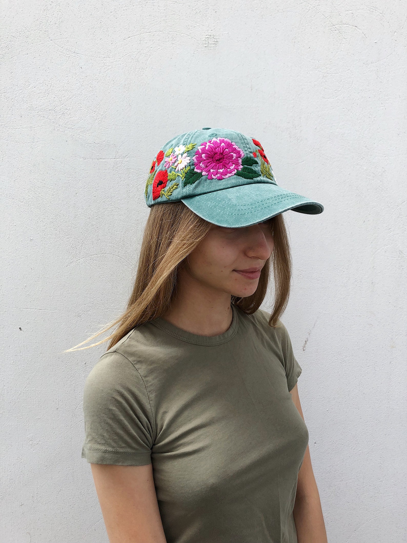 Mothers Day Hand Embroidered Hat Custom Embroidered Hat Floral Hat ...