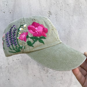 Custom Hand Stitched Hat / Hand Embroidered Hat / Floral Hat / Colorful ...
