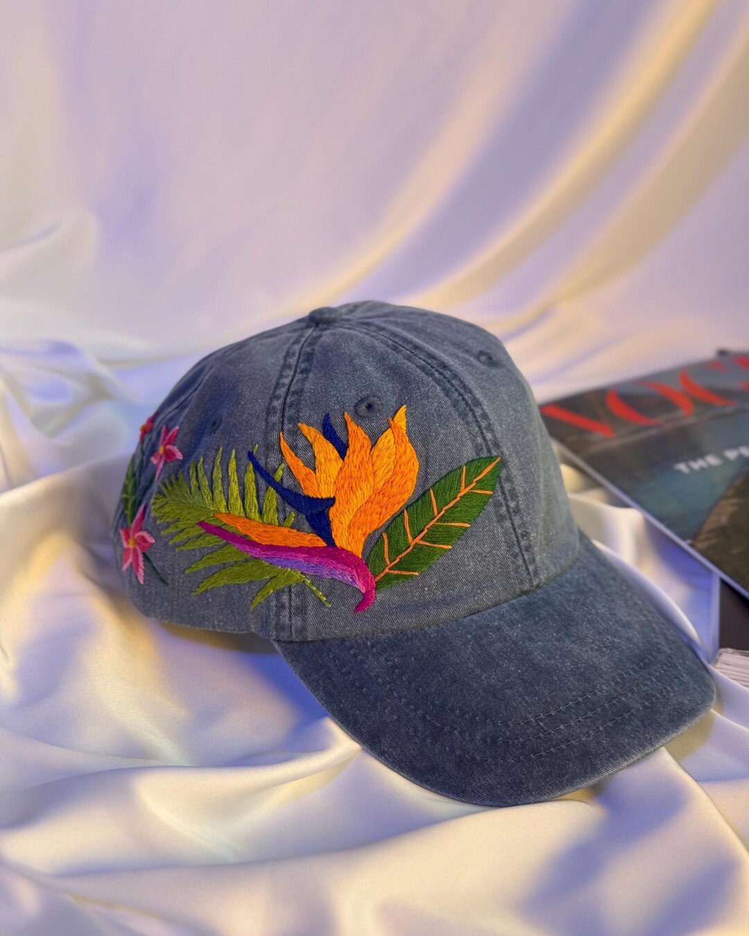 Baseball Cap Women, Floral Cap, Handmade Embroidery, Ladies Baseball ...