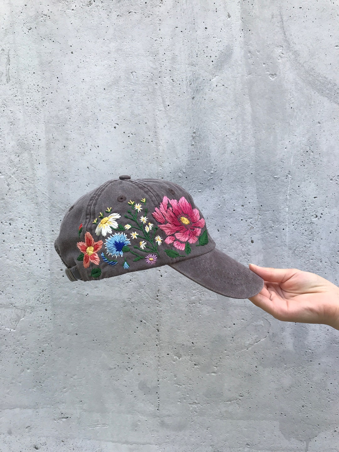 Hand Embroidered Hat / Custom Embroidered Cap /floral Hat / Colorful ...