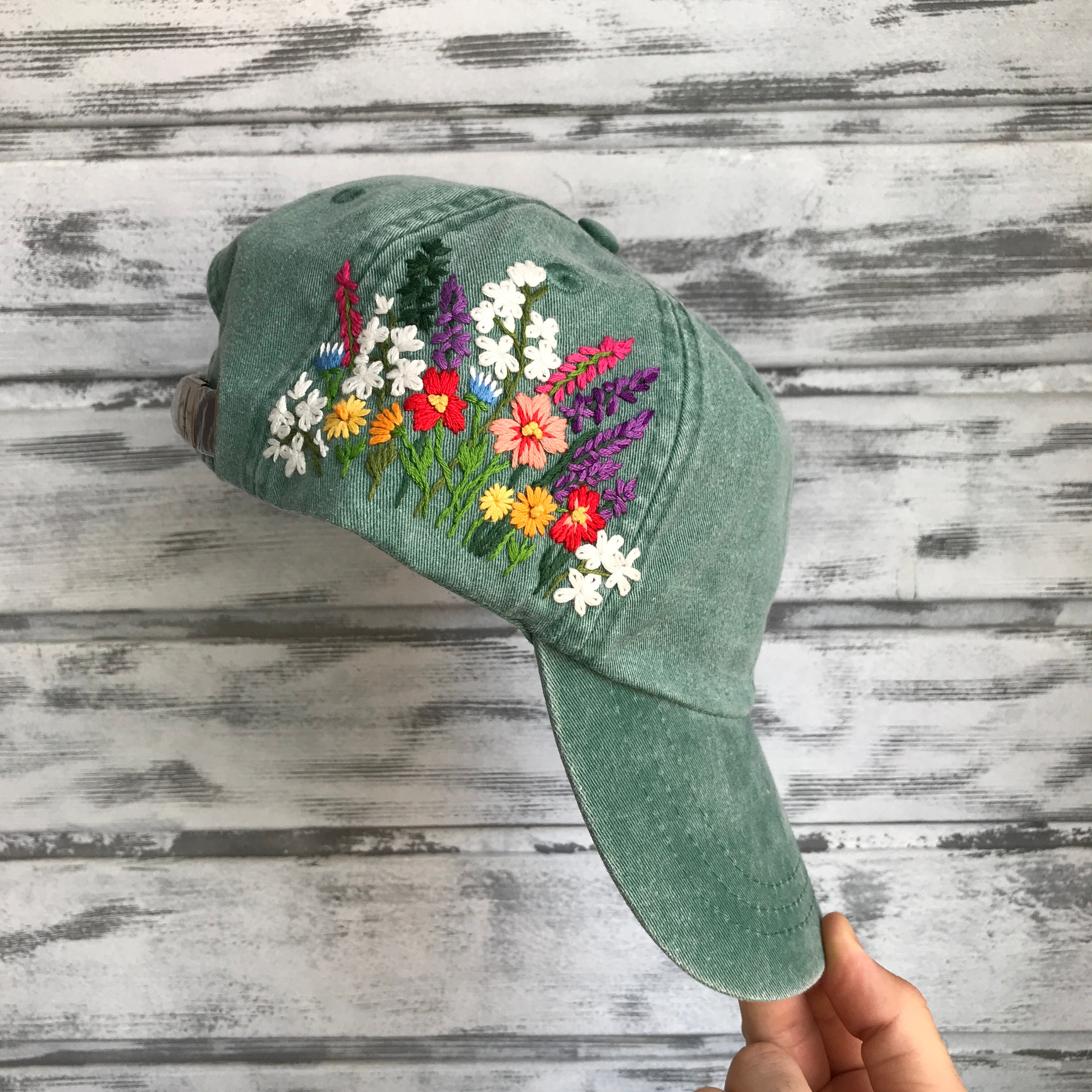 Hand Stiched Baseball Cap With Lavender and Botanical Flowers | Etsy