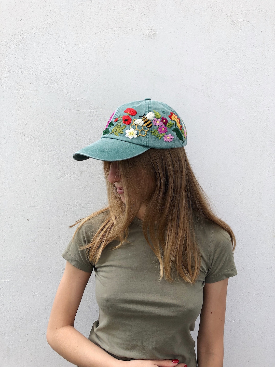 Mothers Day Hand Embroidered Hat Custom Embroidered Hat Floral Hat ...