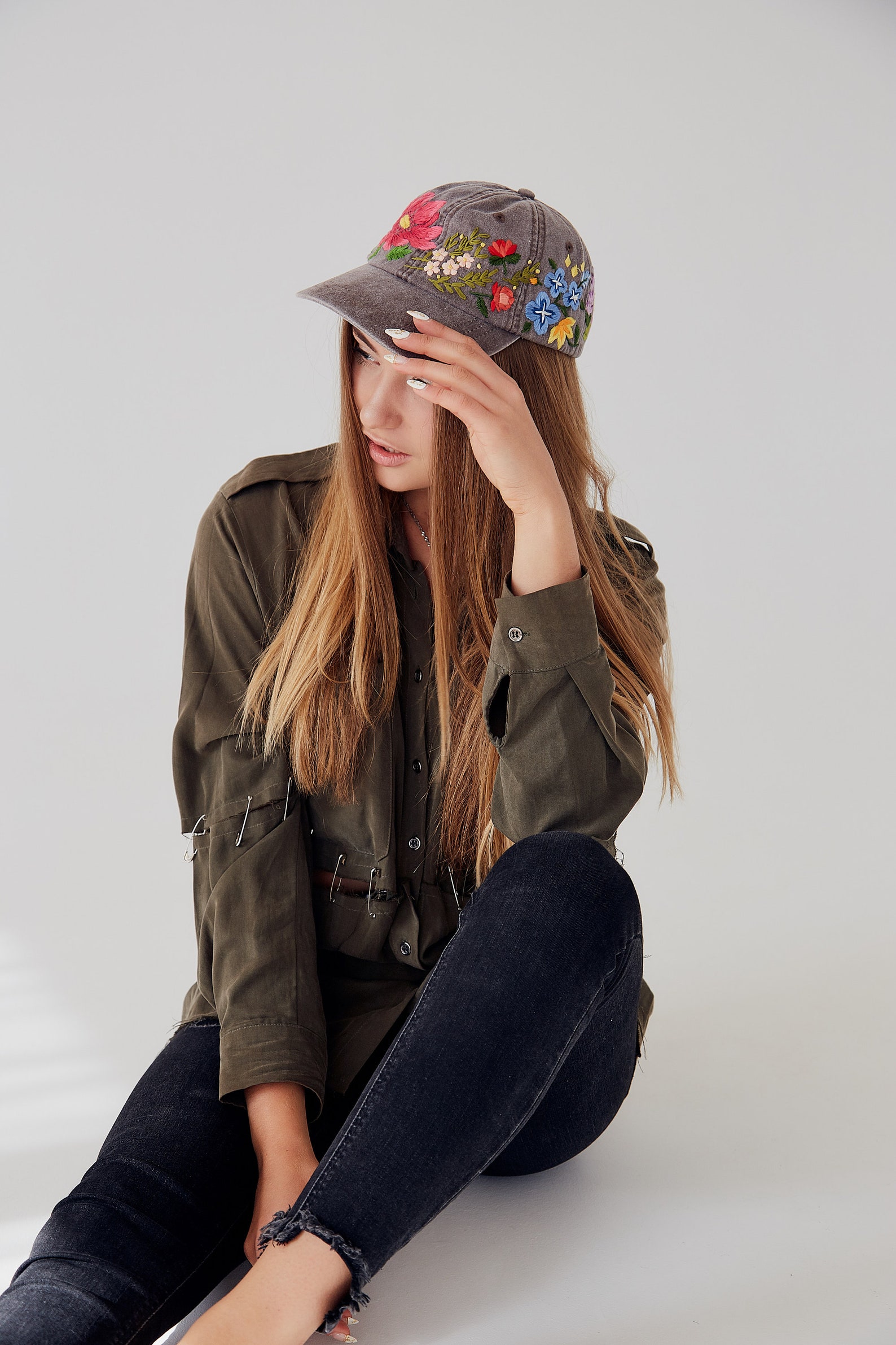 Hand Embroidered Hat / Custom Embroidered Hat / Floral - Etsy