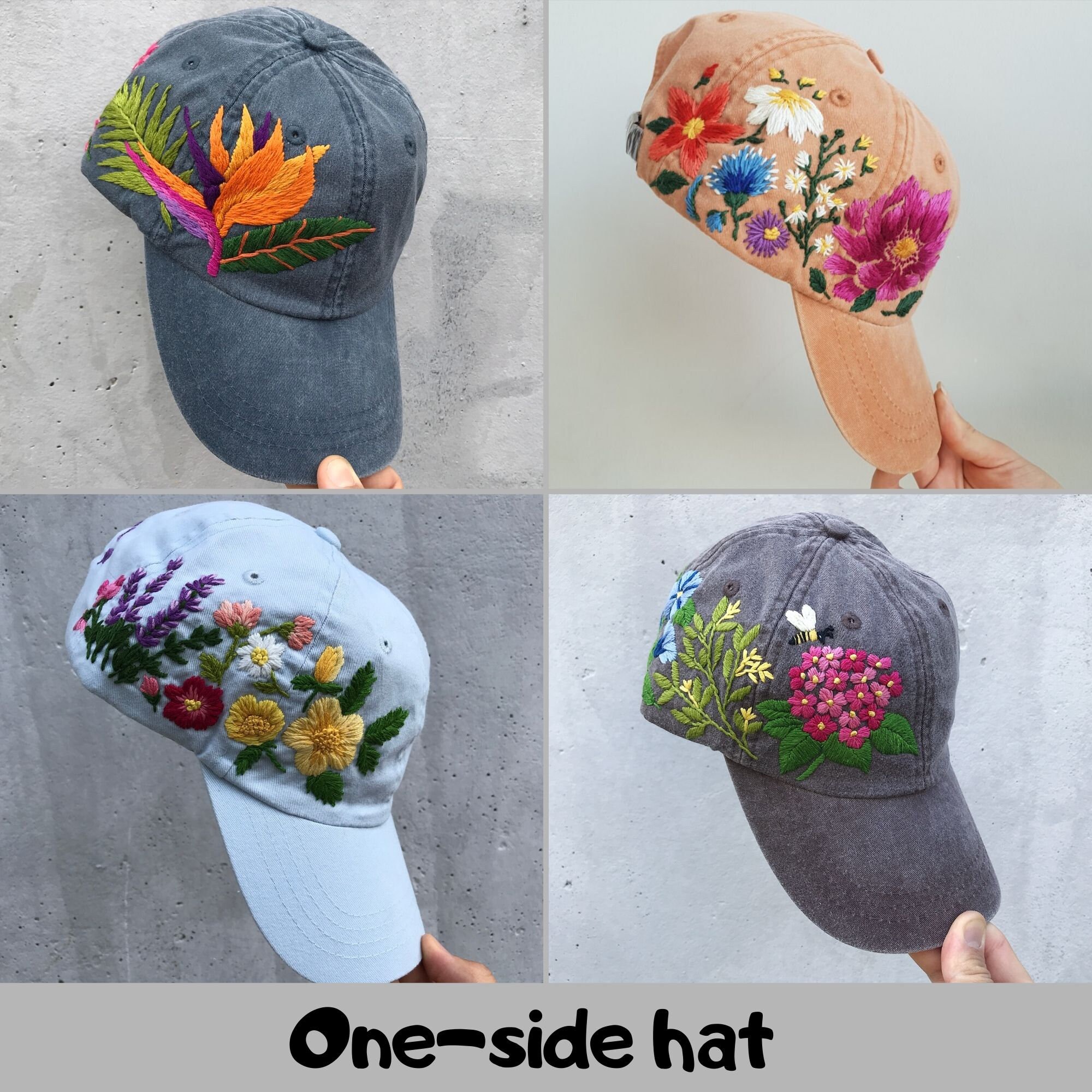 Custom Embroidered Hat Floral Embroidery Custom Baseball Hat - Etsy