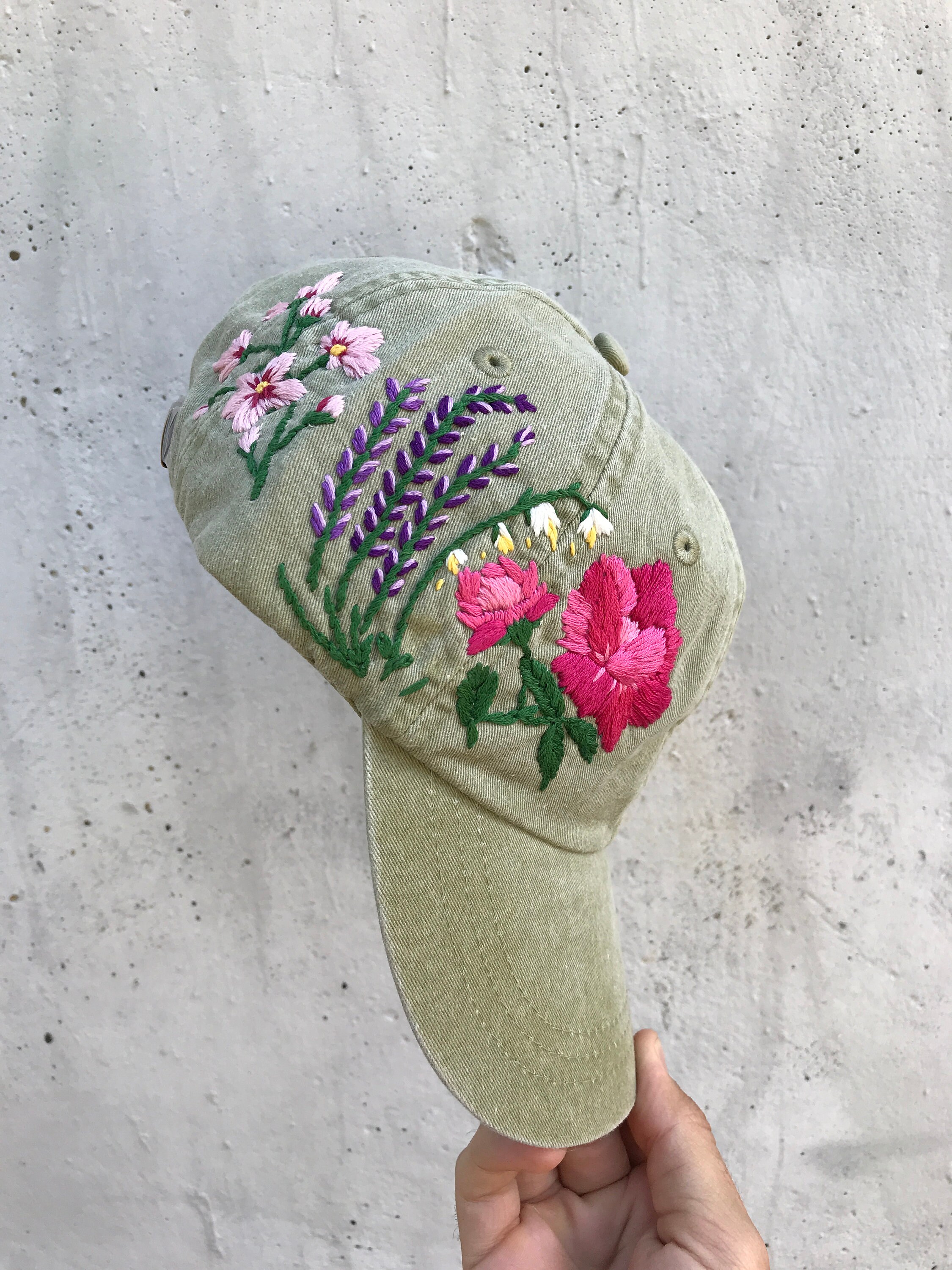 Custom Hand Stitched Hat / Hand Embroidered Hat / Floral hat / | Etsy