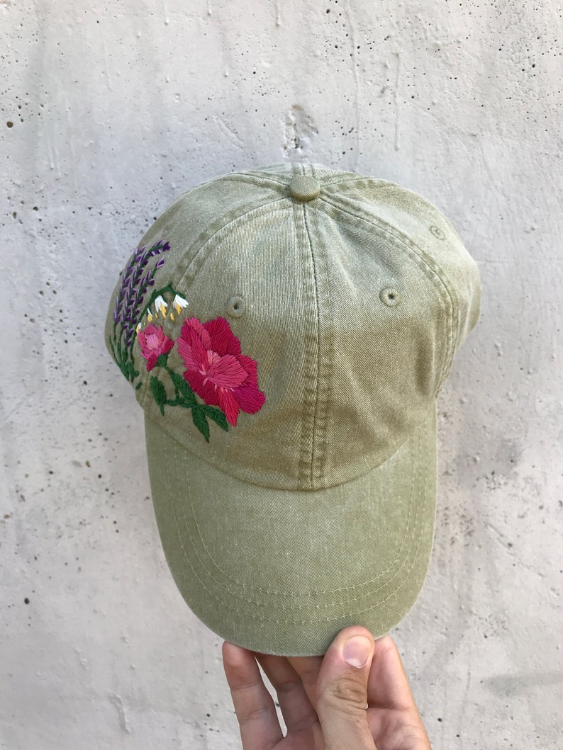 Custom Hand Stitched Hat / Hand Embroidered Hat / Floral Hat / - Etsy