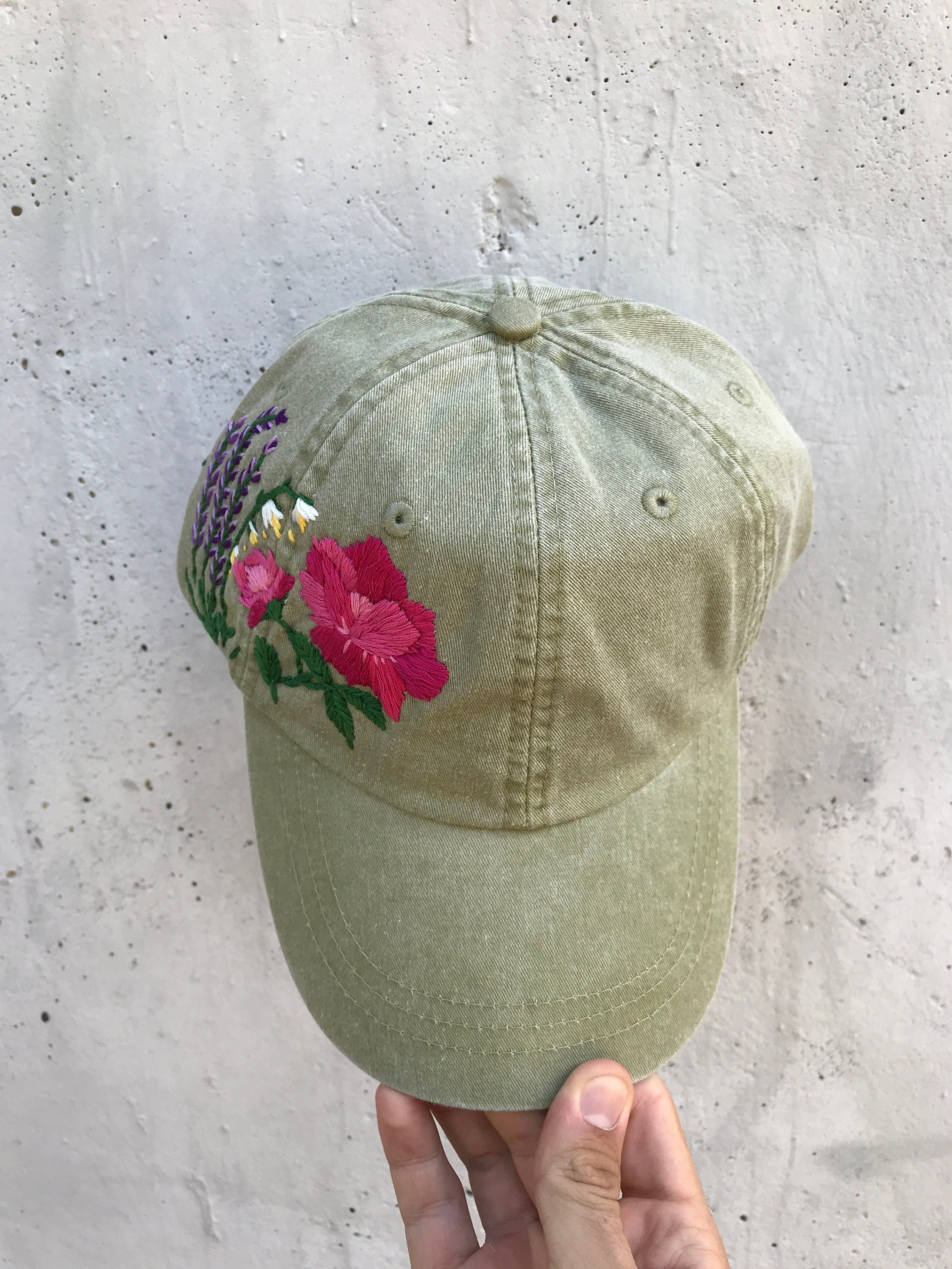 Custom Hand Stitched Hat / Hand Embroidered Hat / Floral hat / | Etsy