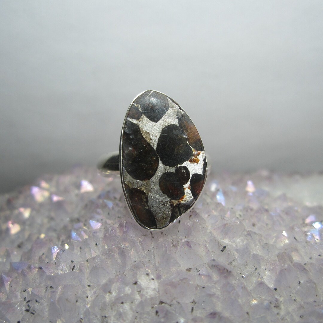 Pallasite Meteorite Ring Size 6.5 Vintage Sterling Silver Jewelry - Etsy