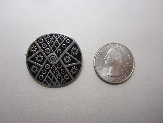 Black Enamel Brooch Pin | Vintage Sterling Silver Jew… - Gem
