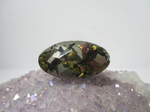 Carved Purple Jasper and Bismuth Ring Size 10 Solid S… - Gem