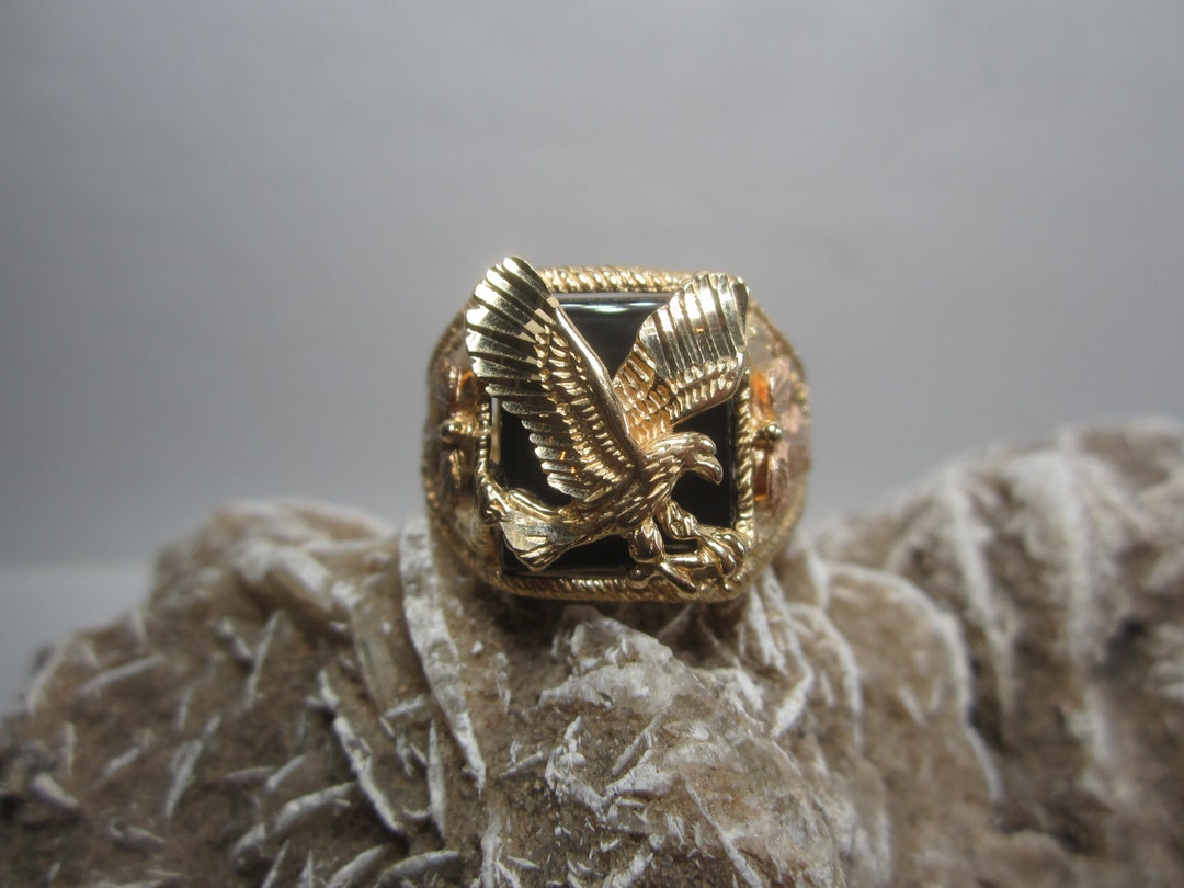 Black Onyx Eagle Signet Ring Size 11.5 Vintage 10k Gold Jewelry - Etsy
