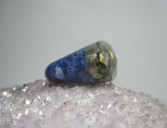 Carved Purple Jasper and Bismuth Ring Size 10 Solid S… - Gem