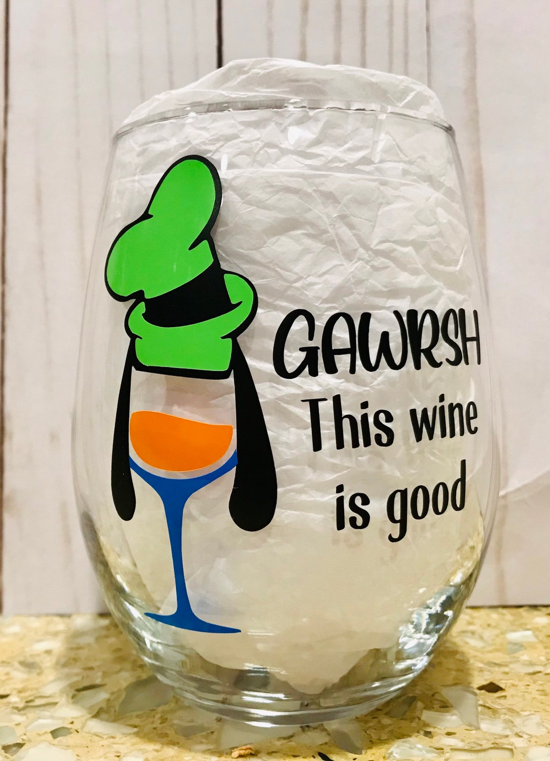 Goofy Inspired Wine Glass - Etsy