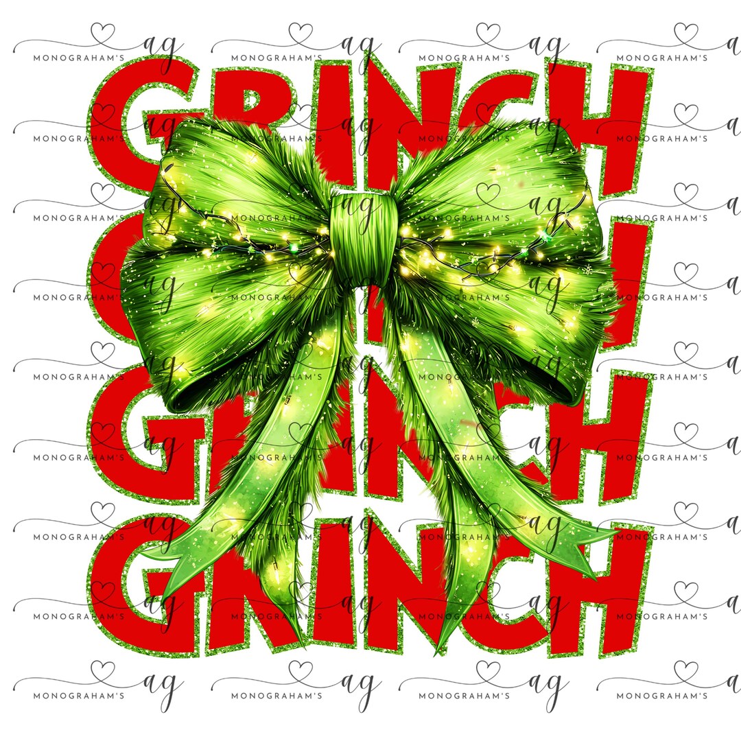 Grinch, Christmas, Bow, PNG - Etsy