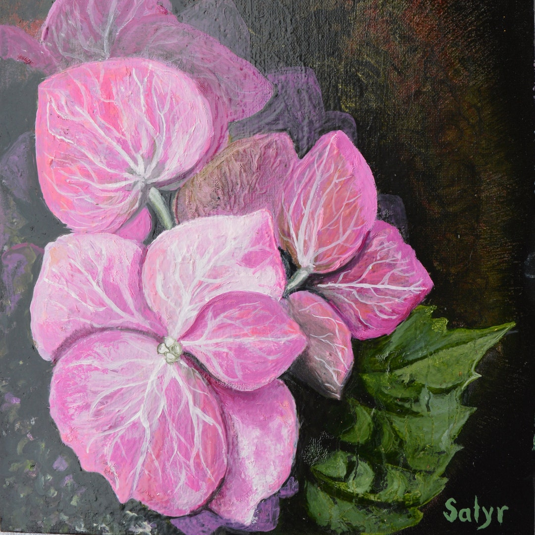 Pink Hydrangea Painting Floral Original Art Flower Pink Oil Canvas Wall ...
