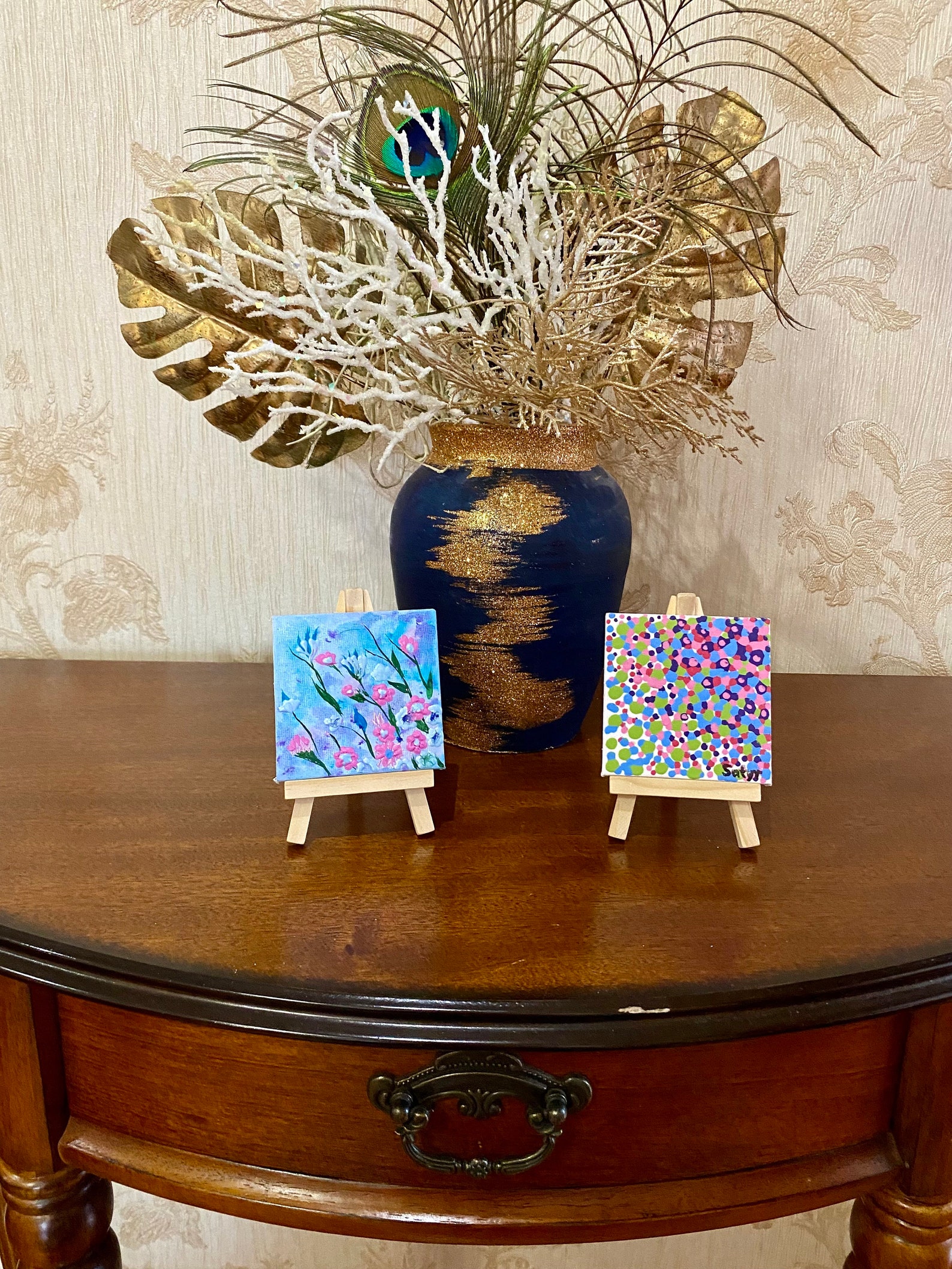 Mini Wall Art Miniature Painting Canvas Tiny Paintings for Doll Mini ...