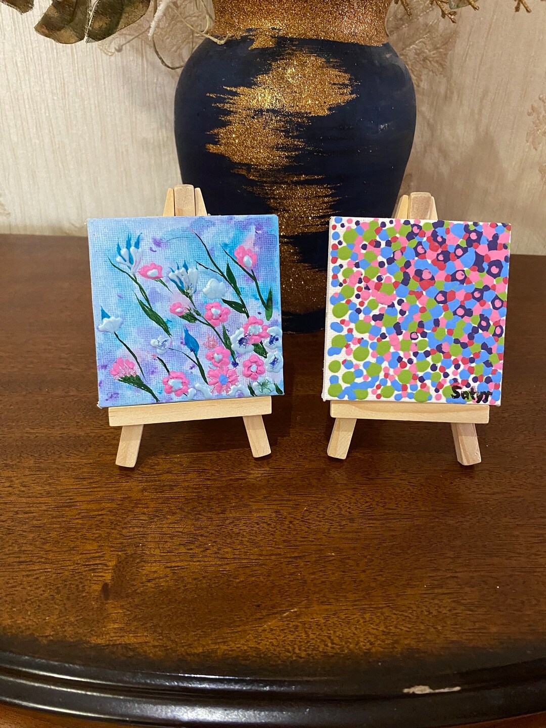 Mini Wall Art Miniature Painting Canvas Tiny Paintings for Doll Mini ...