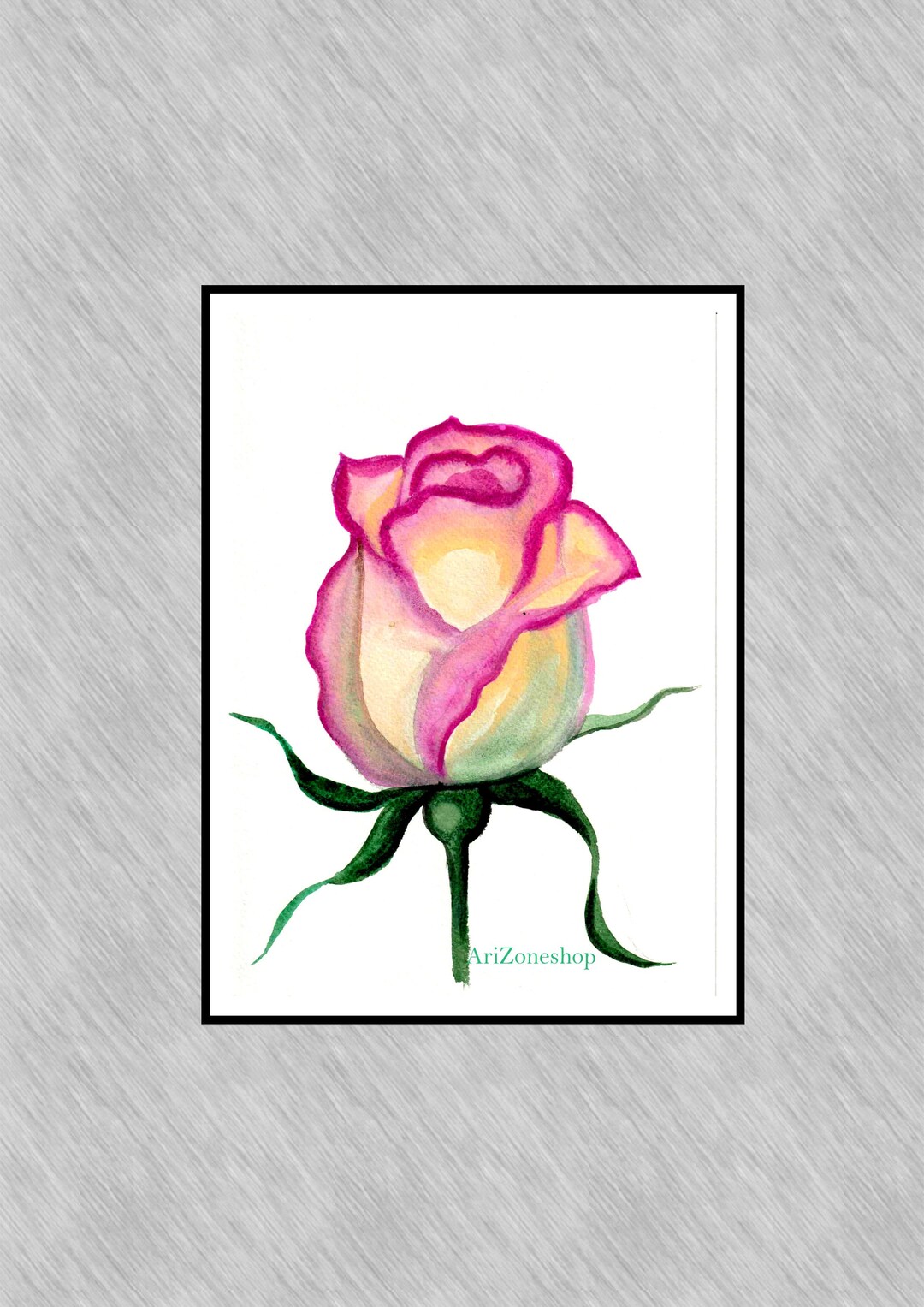 Pink Rose Watercolor Digital Printable Wall Art Floral Print Pink Rose ...