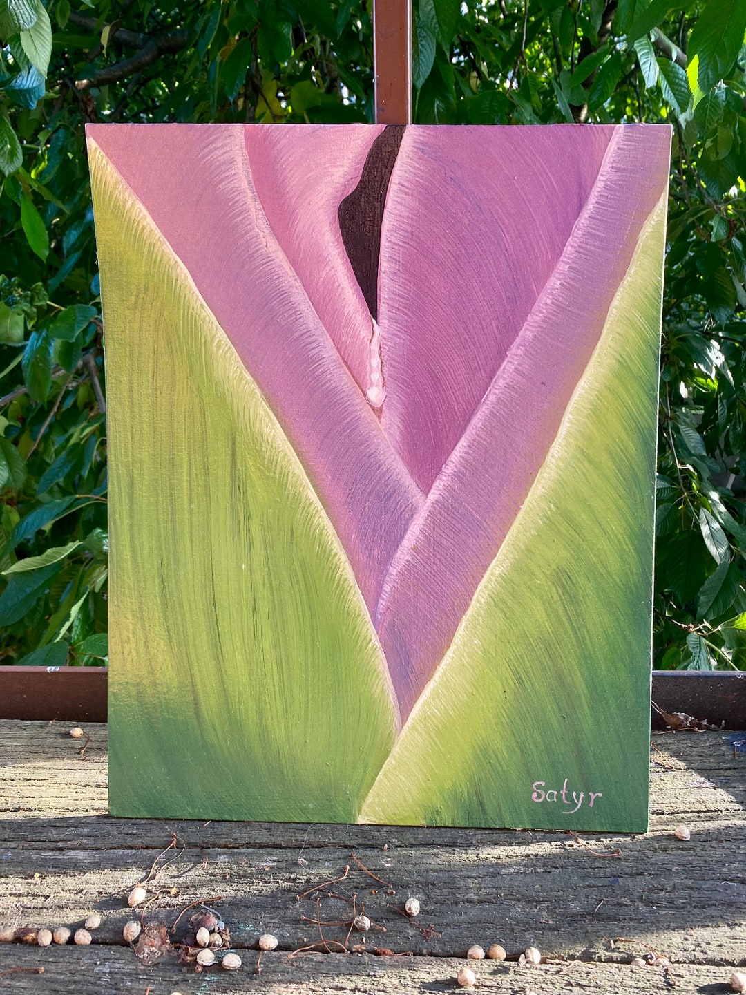 Handwork Original Oil Painting Cardboard Pink Bud Petals Painting Still ...