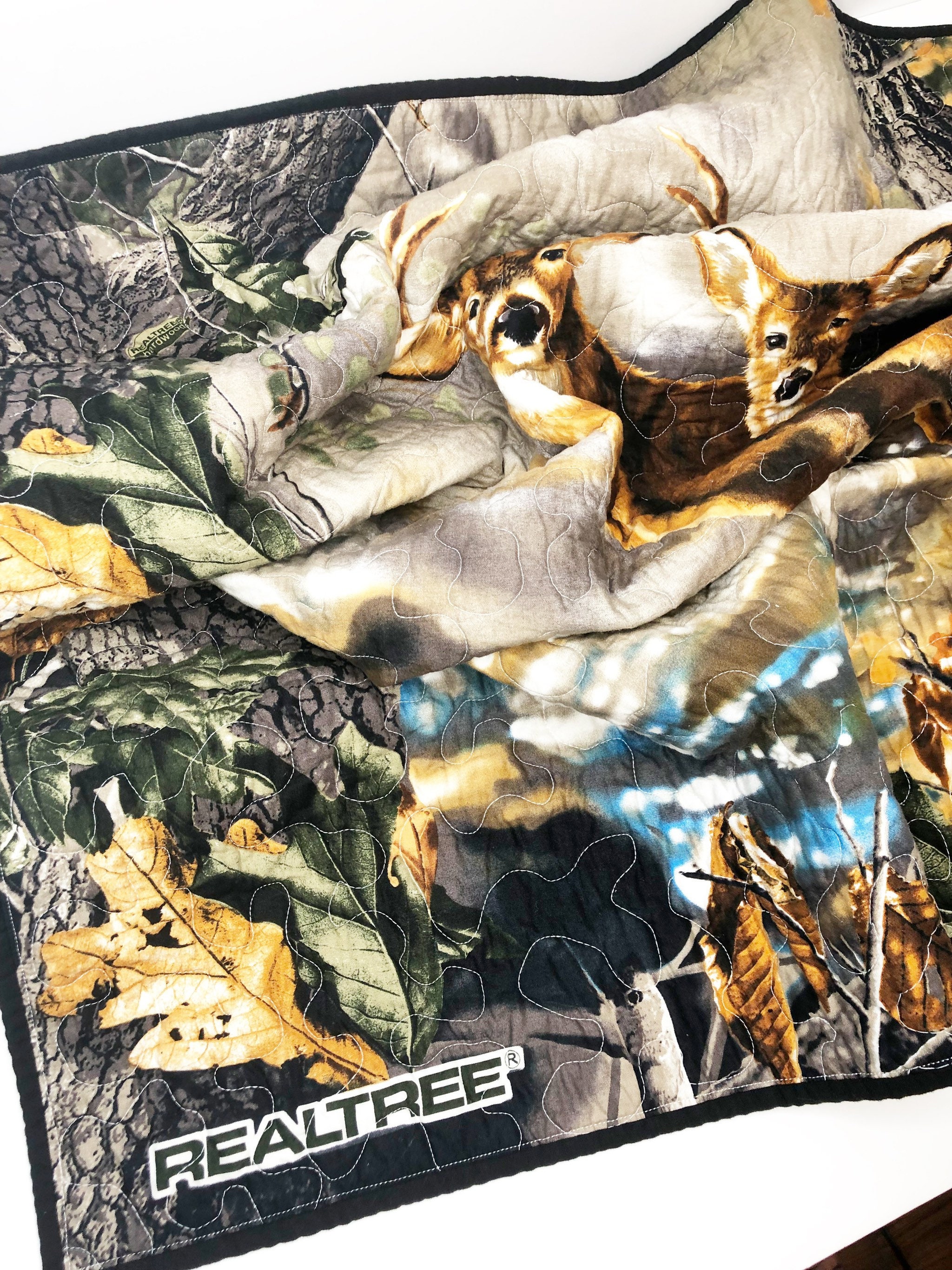 Realtree Wholecloth Quilt, Camo Baby Blanket, Deer Print Panel Quilt - Etsy