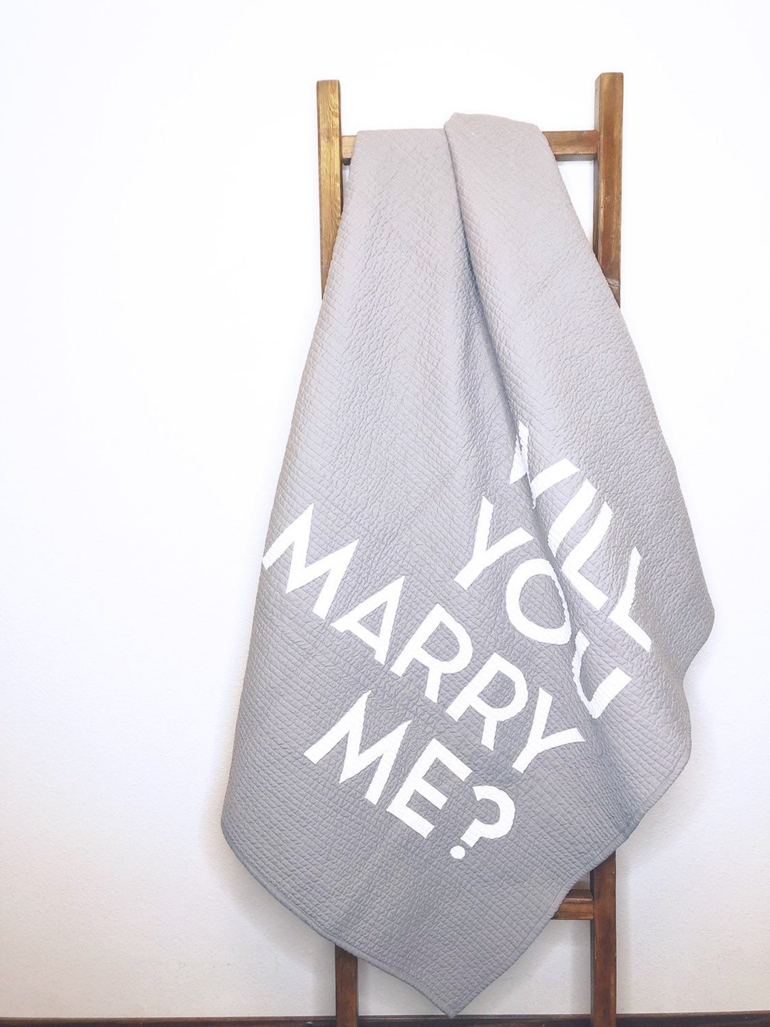Grey and White Proposal Quilt, Proposal Blanket, Will You Marry Me ...