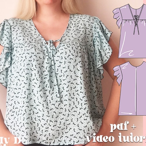 Top Pdf Sewing Pattern Women's Top Short Sleeve Top Ruffled - Etsy